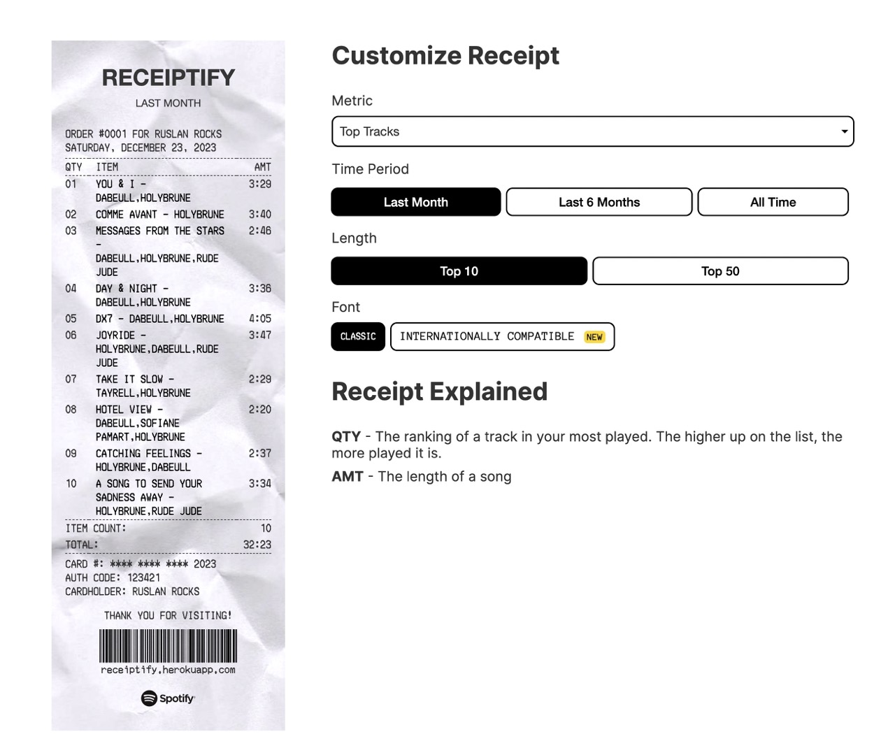 ReceiptiPie - Receiptify from Spotify Pie - Spotify Pie Receipt